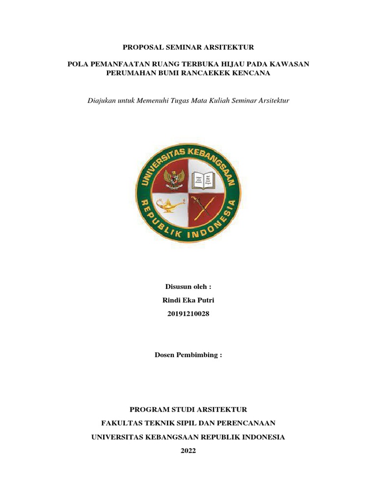 Proposal Seminar Arsitektur Judul 1 | PDF