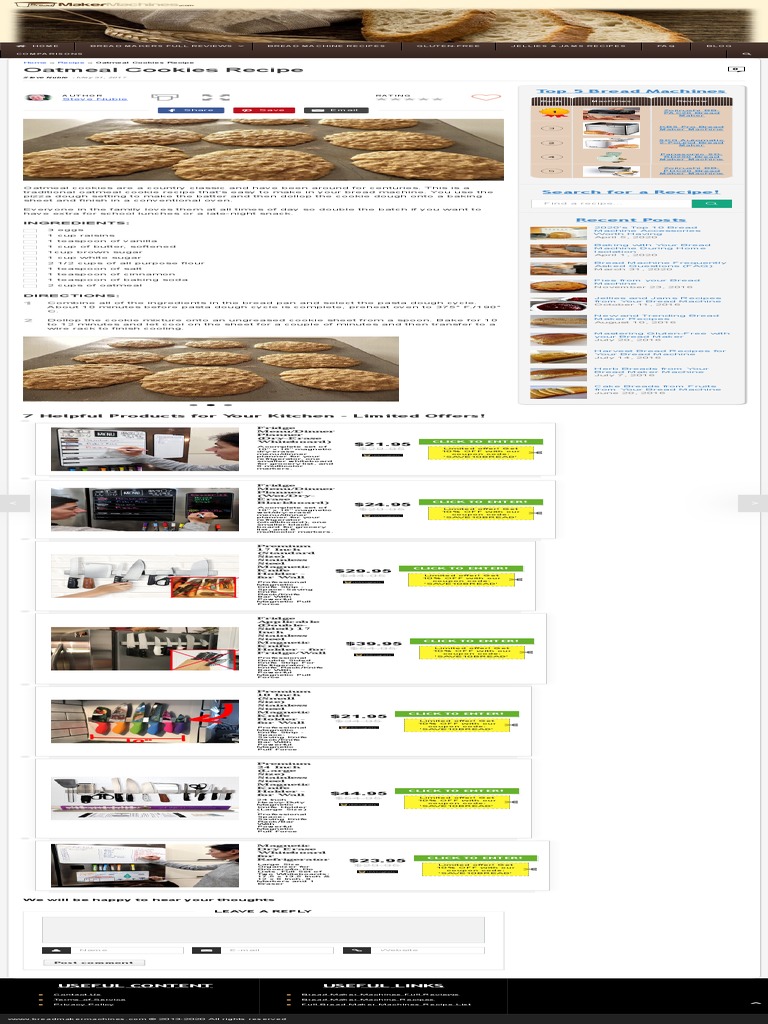 Oatmeal Cookies Bread Machine Recipes | PDF | Breads | Fruit Preserves