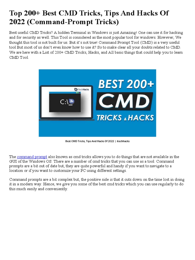 Top 200+ Best CMD Tricks | PDF | Computer File | Command Line Interface