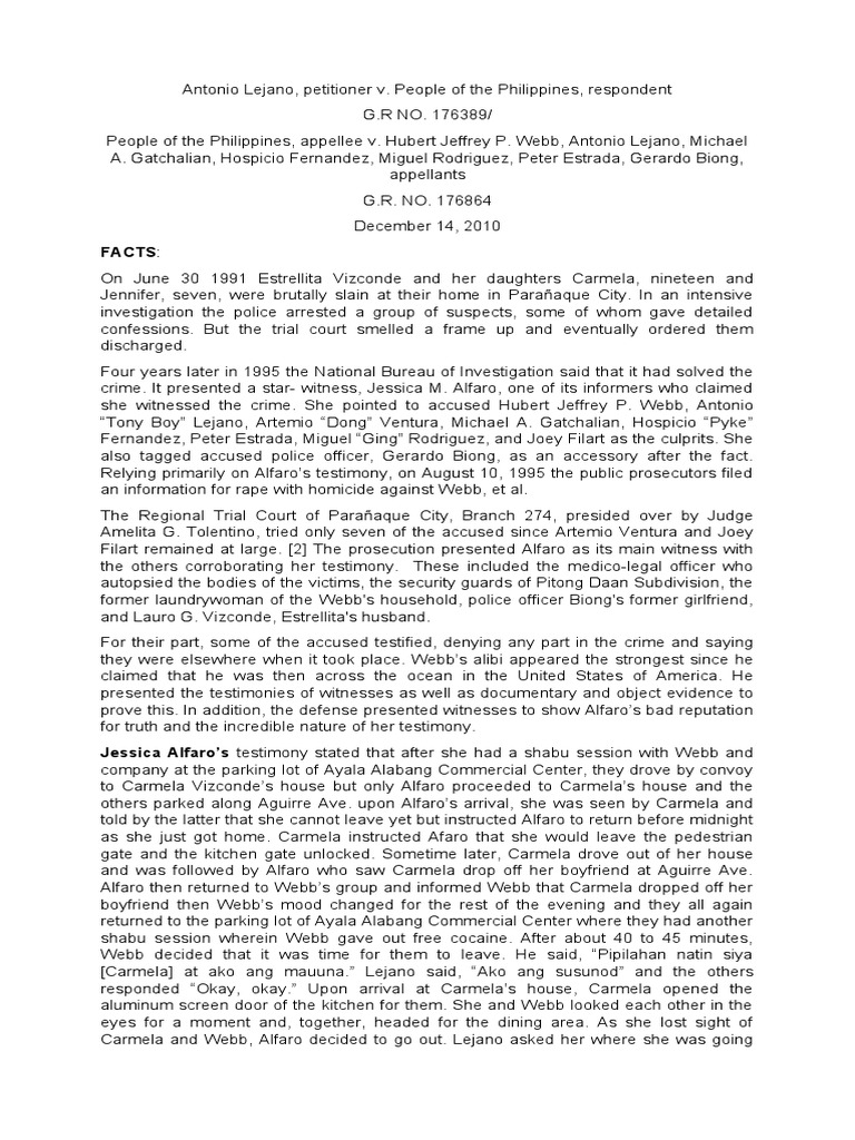 Webb Et Al - Case Digest | PDF | Crimes | Crime & Violence