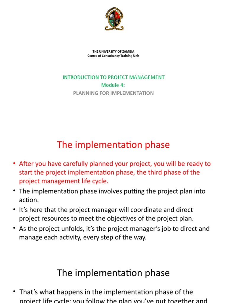 Module 4 - Planning For Implementation | PDF | Project Management | Implementation