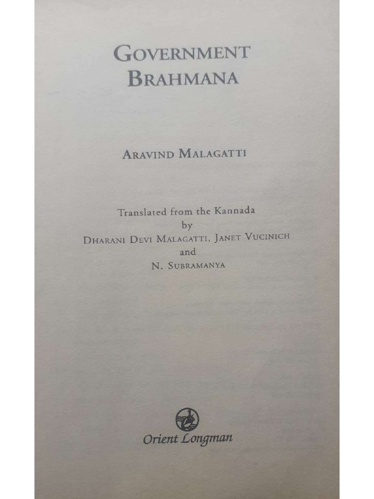 Aravind Malagatti - Government Brahmana | PDF
