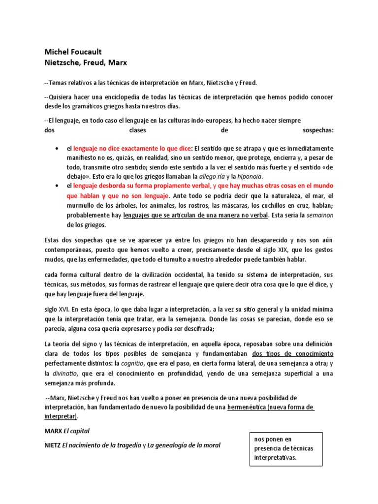 Foucault - Freud, Marx y Nietzsche | PDF | Friedrich Nietzsche | Karl Marx