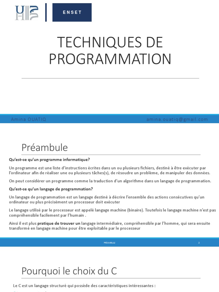 Techniques de Programmation - C | PDF | Langage de programmation | Programmation informatique