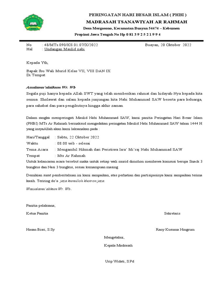 Surat Undangan Penceramah | PDF