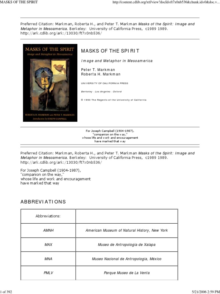 Roberta H. Markman, Peter T. Markman - Masks of The Spirit - Image and ...