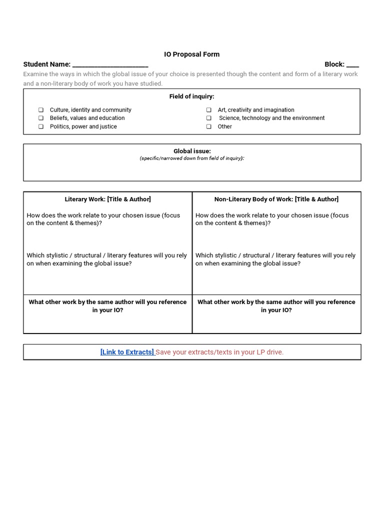 IO Proposal Form | PDF | Thesis | Cognition