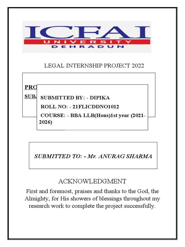 Legal Internship Project 2022 | PDF | Mens Rea | Tort
