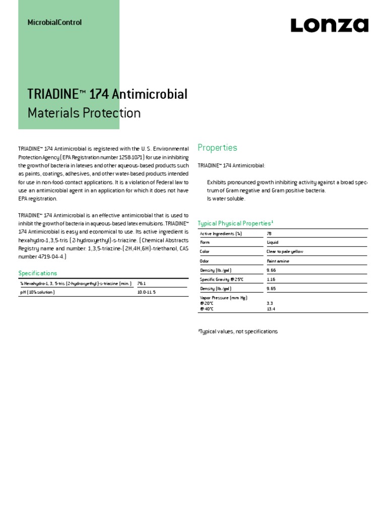 Triadine 174 | PDF | Antimicrobial | Information