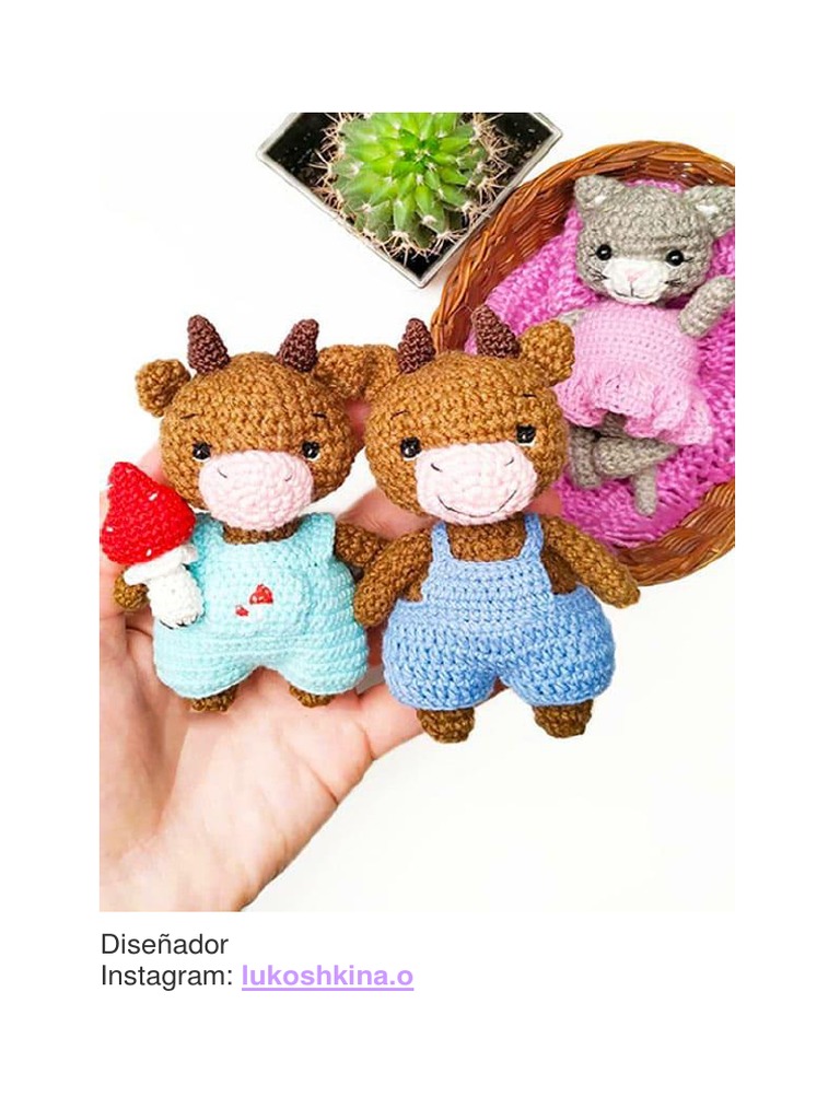 Lindo Toro PDF Amigurumi Patron Gratis | PDF