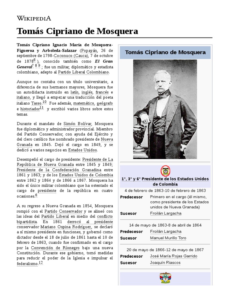 Tomás Cipriano de Mosquera | PDF | Colombia | Gobierno