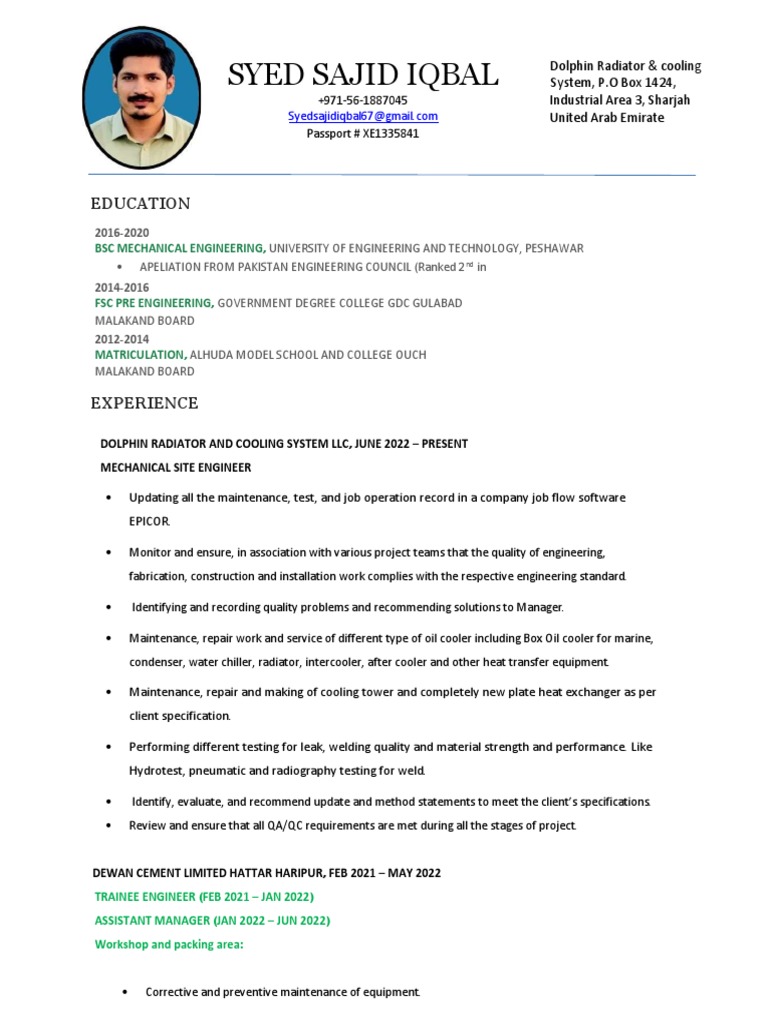 CV Sajid | Download Free PDF | Engineering | Machines