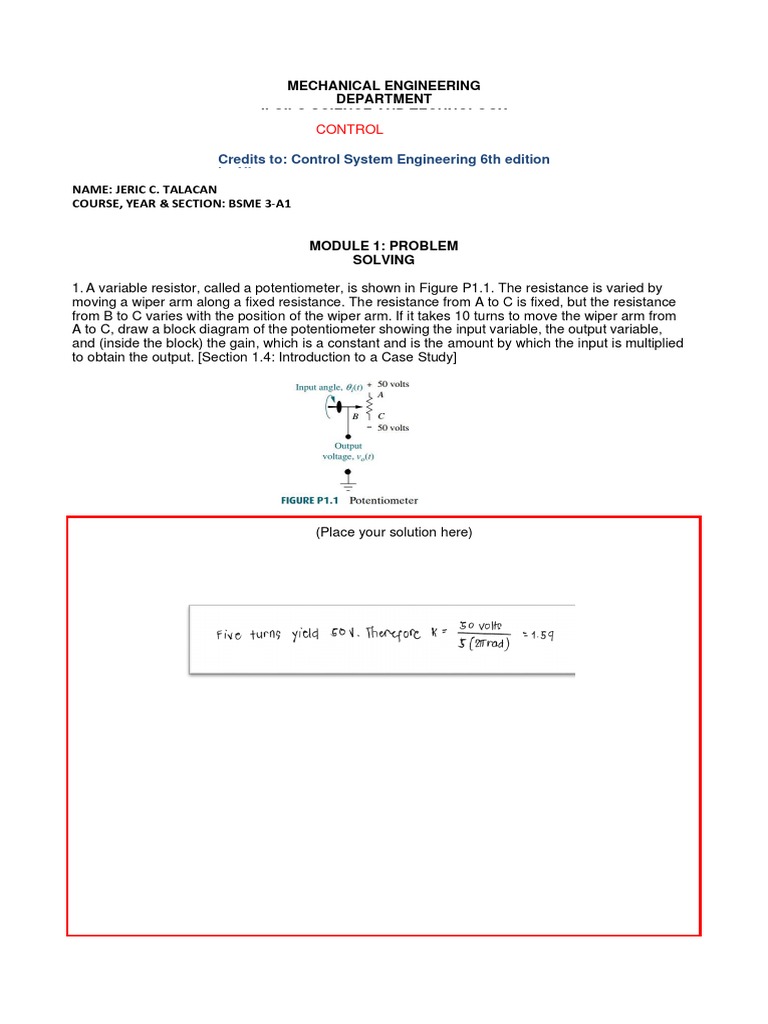 M1.-Problem-Solving-Part-1-2-TALACAN - BSME 3A-1 | PDF | Control Theory ...