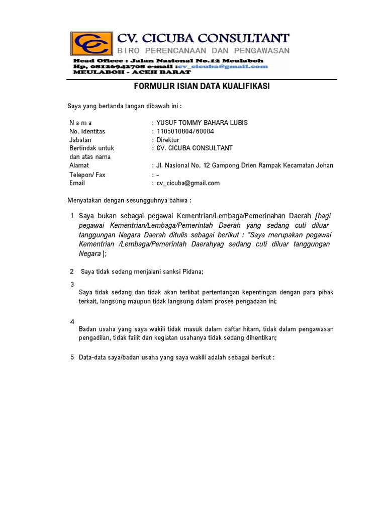 Isian Kualifikasi Pdf