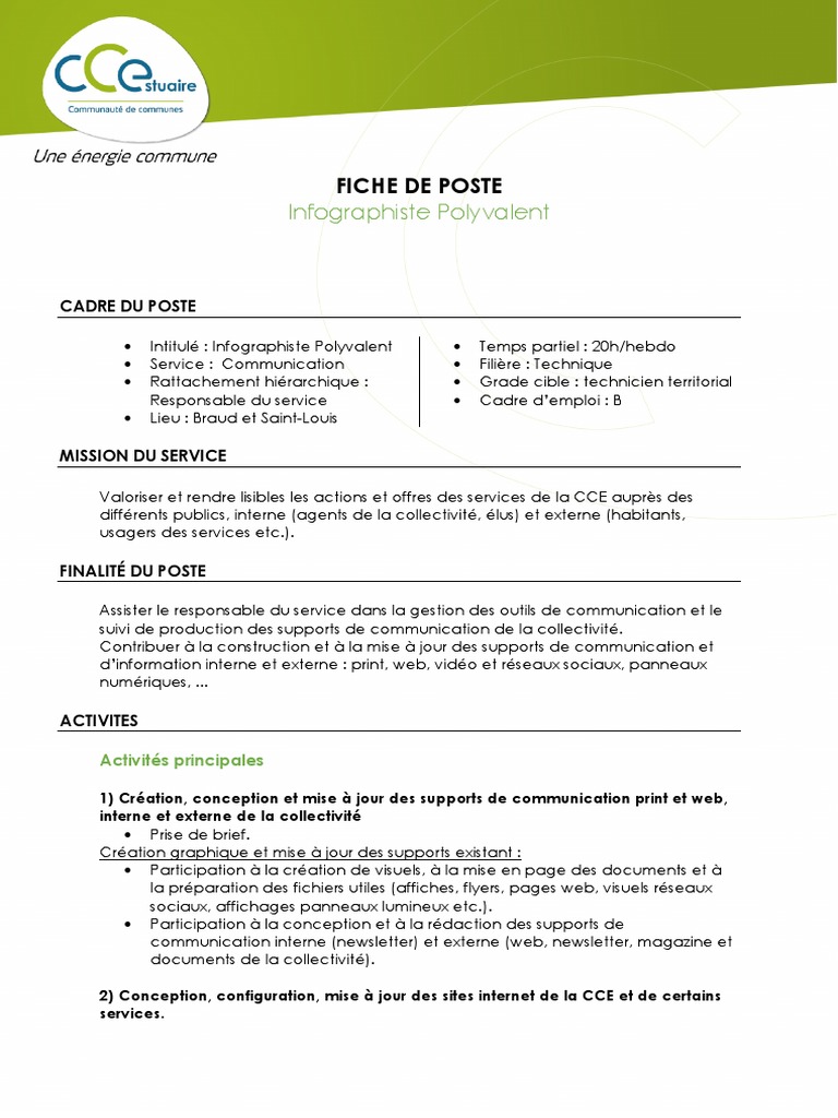 FICHE de POSTE Infographiste Polyvalent | PDF | Informatique