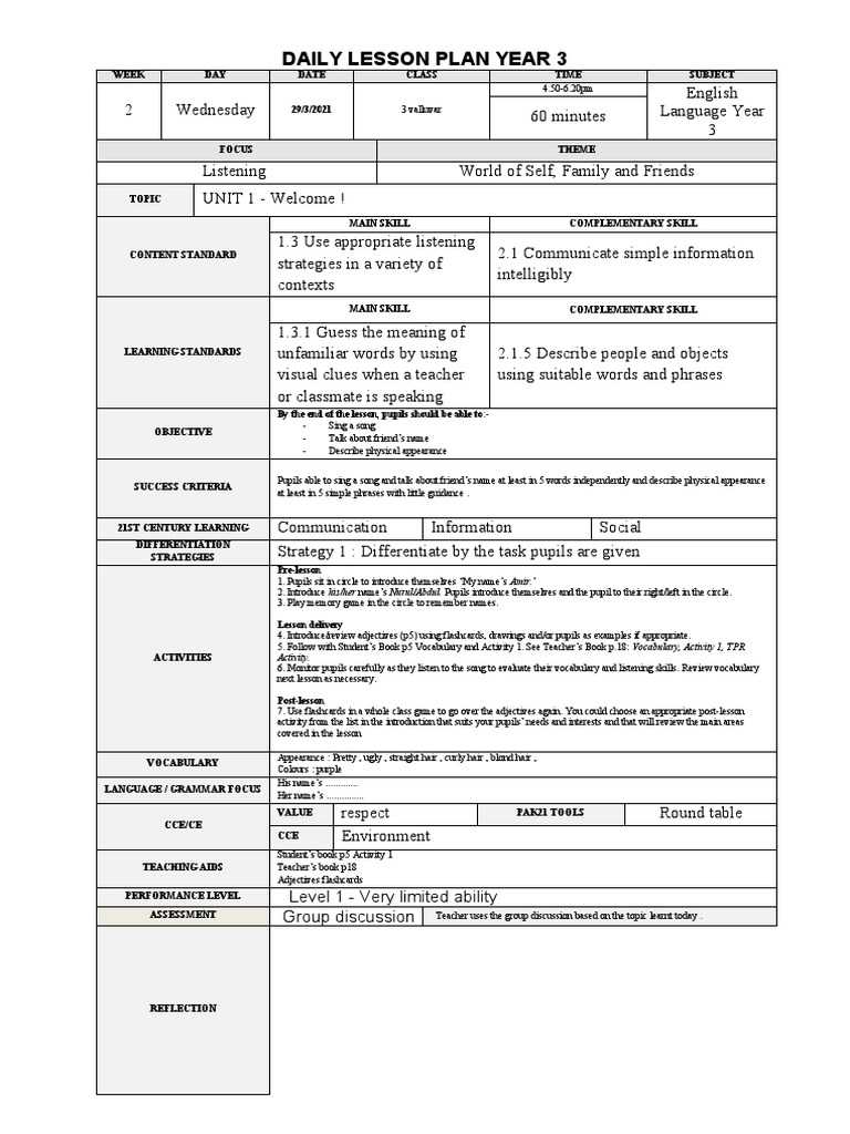 Week 1 - Welcome | PDF | Lesson Plan | Teachers