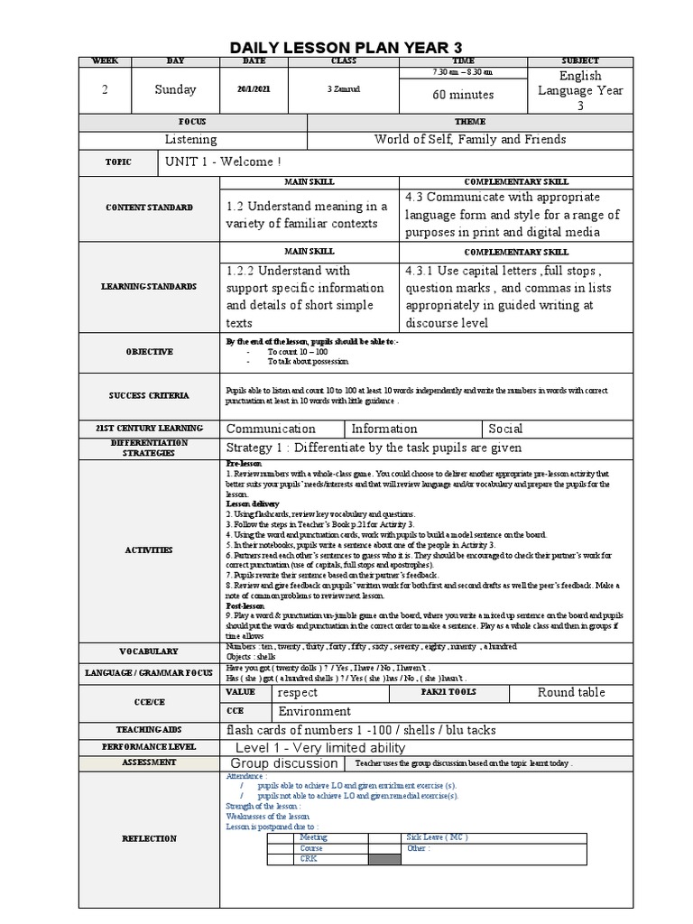 Week 2 - Welcome | PDF | Vocabulary | Lesson Plan