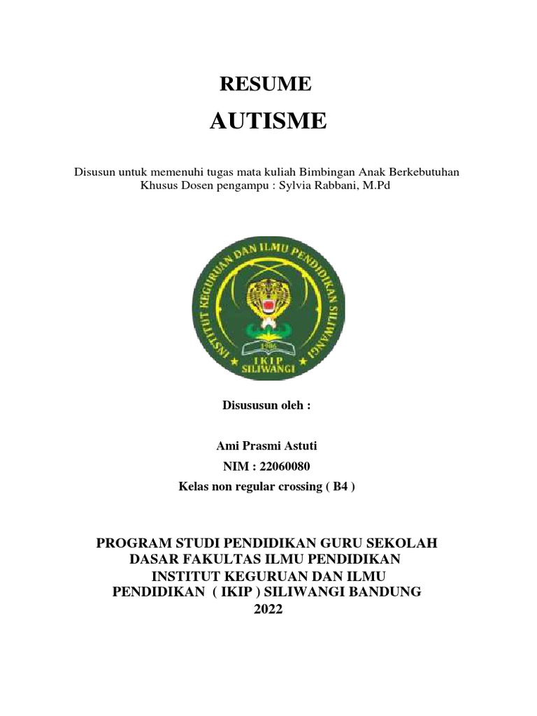 Karakteristik dan Klasifikasi Autisme | PDF