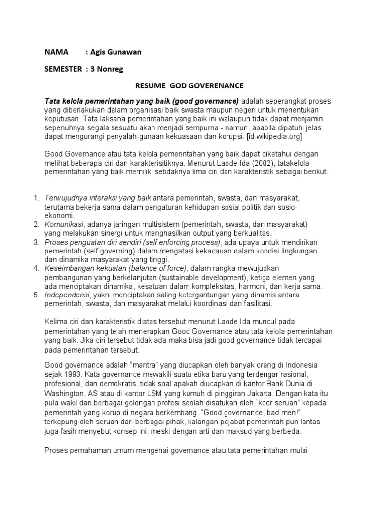 Resume Pemerintah Yg Baik | PDF