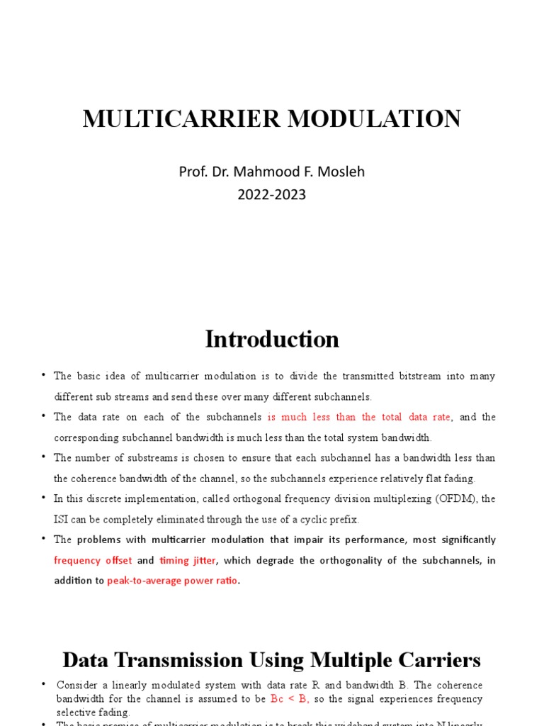 4rth Lecture | PDF | Modulation | Orthogonal Frequency Division Multiplexing