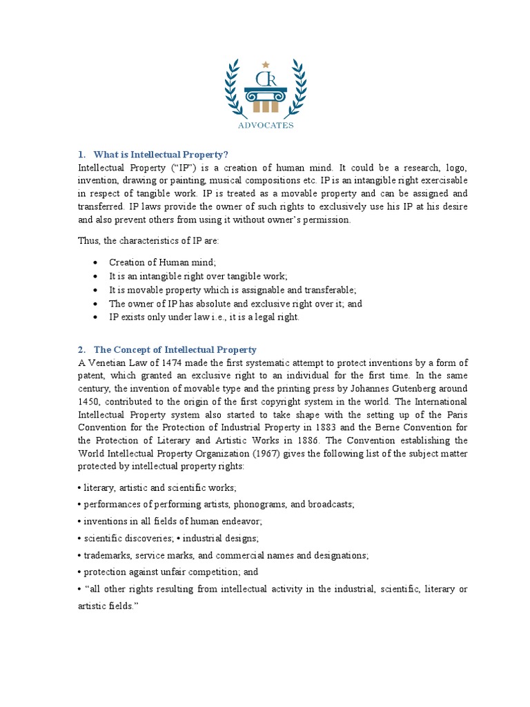 Introduction To IPR - 1 | PDF | Intellectual Property | Trips Agreement