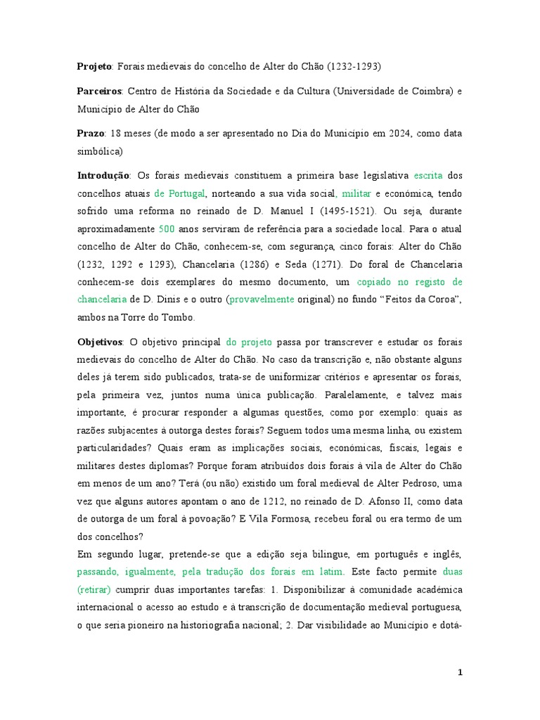 Forais Medievais de Alter do Chão | PDF | Idade Média | Portugal