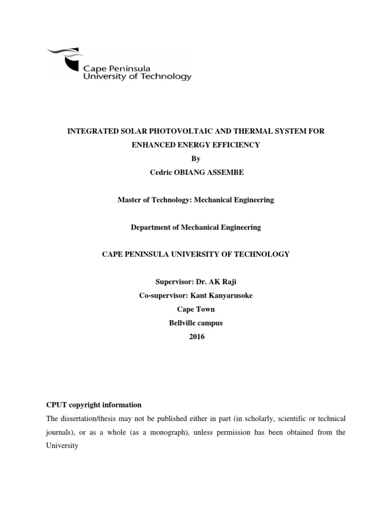 A Hybrid Photovoltaic-Thermal Energy Solar System | PDF | Photovoltaics ...