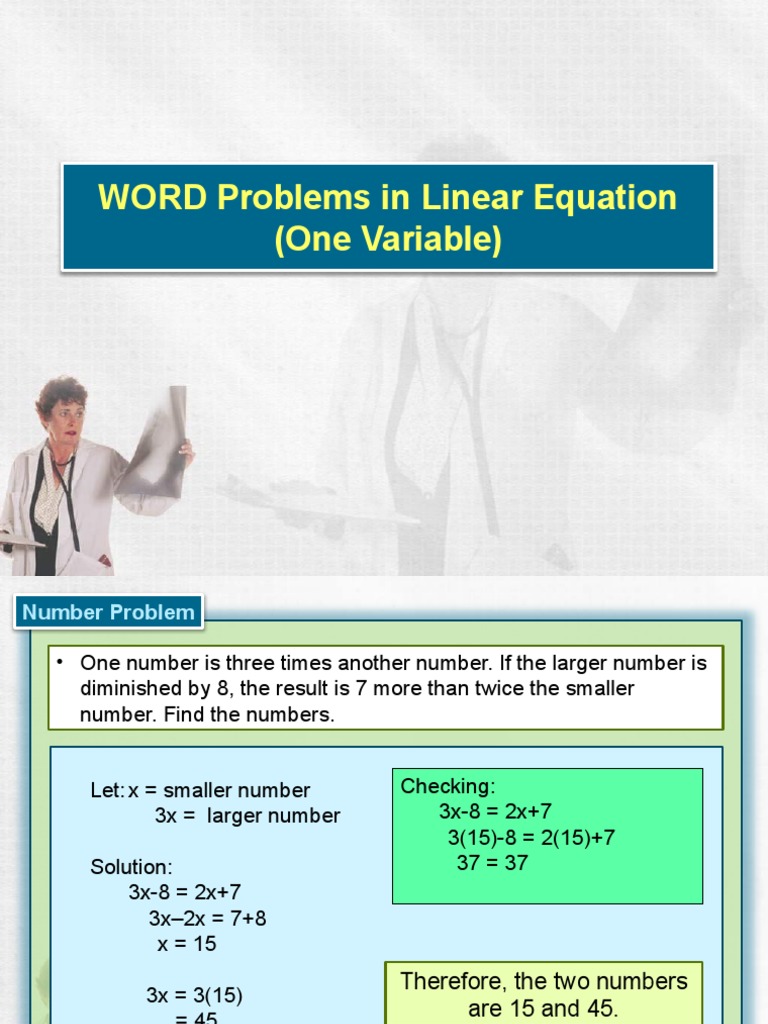 Word Problems in Linear Equation | PDF | Length | Equations