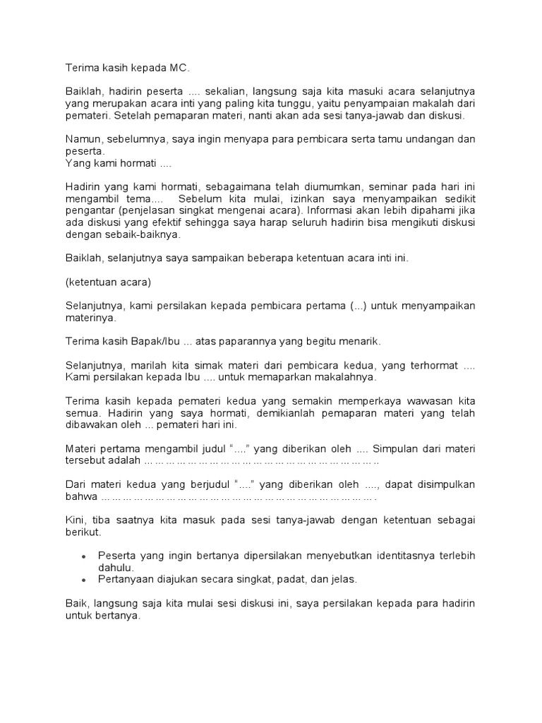 Contoh Teks Moderator | PDF