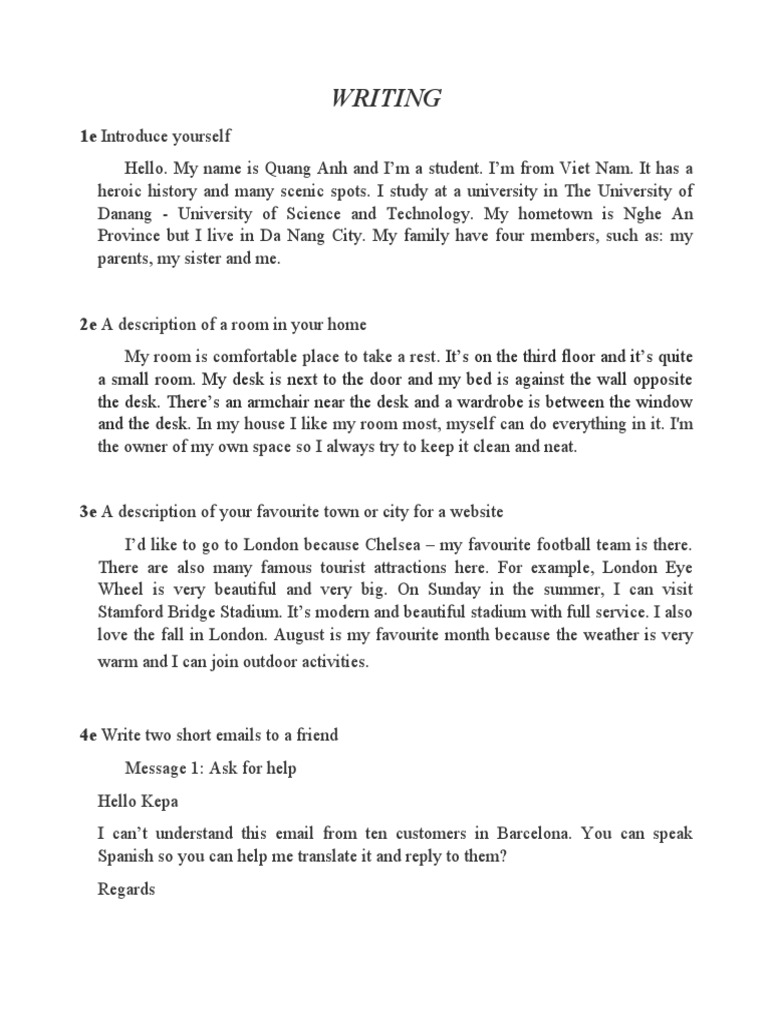 Writing: 1e Introduce Yourself | PDF | Foods | Cuisine