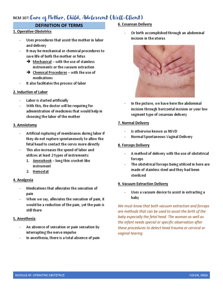 NCM 107 Module 4F | PDF | Childbirth | Fetus