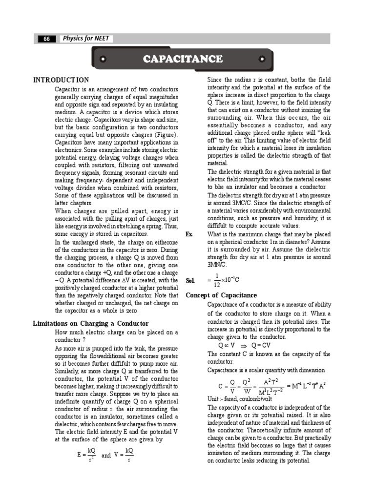 Capacitance (Theory) PDF | PDF | Capacitance | Capacitor