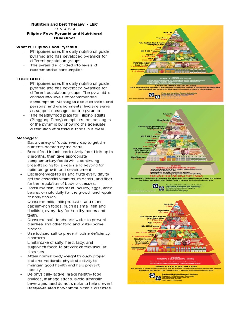 Filipino Food Pyramid Guidelines | PDF | Dietitian | Foods