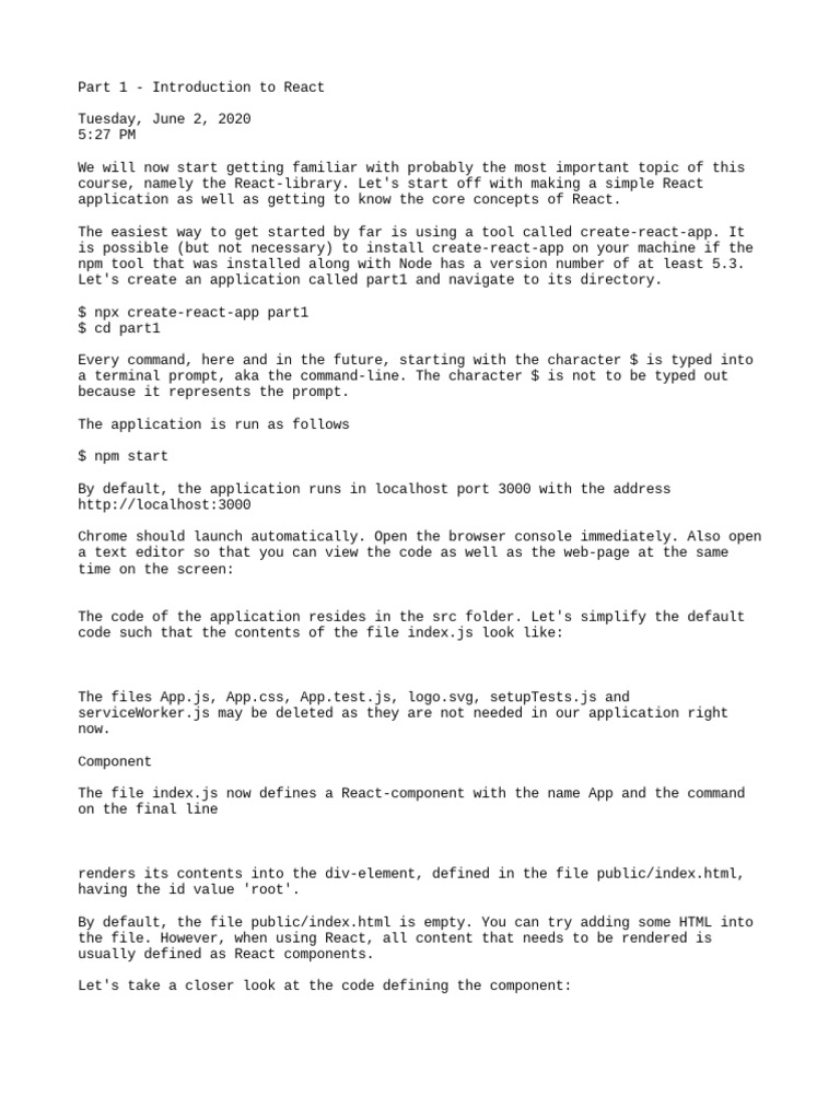 Getting Started with React: Creating a Simple Hello World Component | PDF | Java Script ...