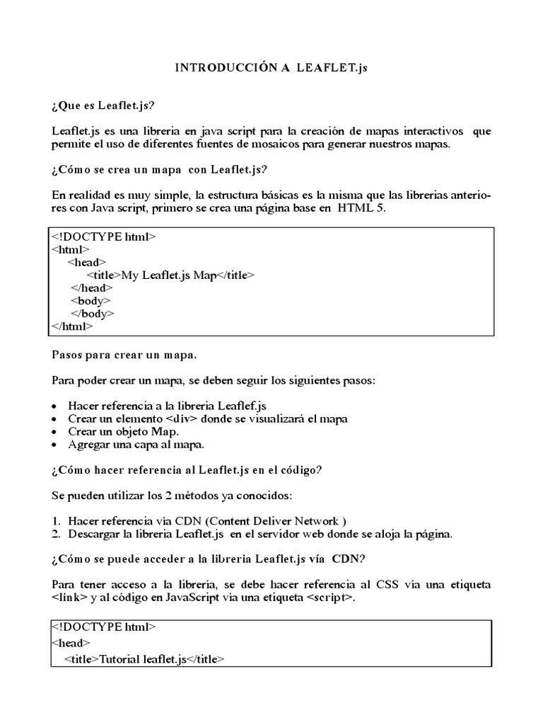 INTRODUCCIÓN A LEAFLETjs | PDF | Script Java | Ingeniería Informática