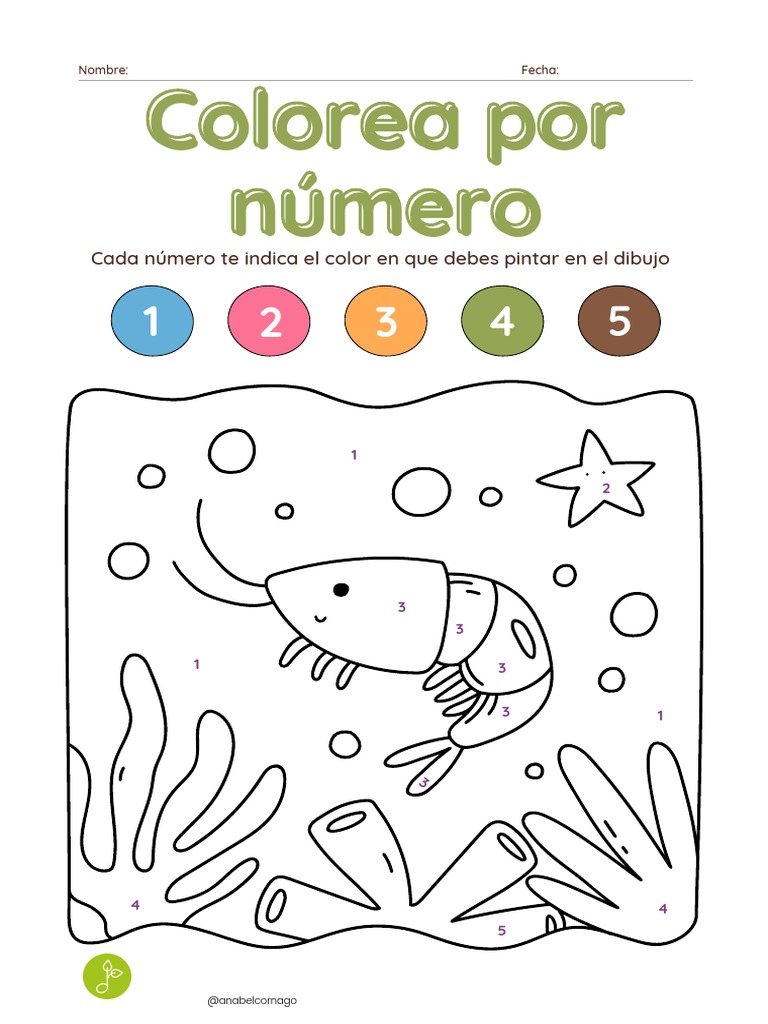 Colorea según el número del 1 al 10 | PDF