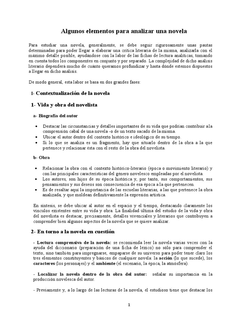 Algunos Elementos para Analizar Una Novela+ | PDF | Narración | Novelas