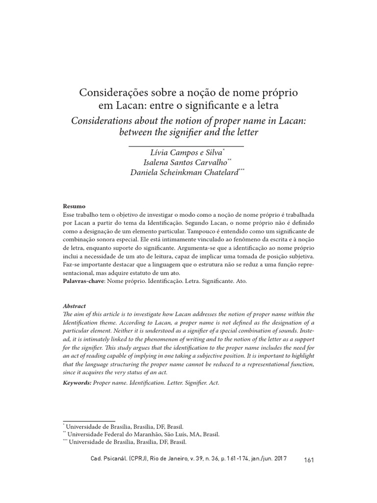 38 Artigo 236 1 10 20190203 | PDF | Jacques Lacan | Psicanálise