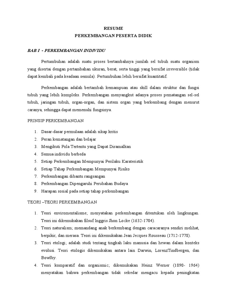 Resume Perkembangan Peserta Didik | PDF