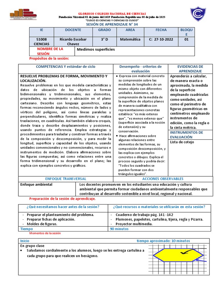 Sesión 34 - MAT - Medimos Superficies | PDF | Geometría | Matemáticas