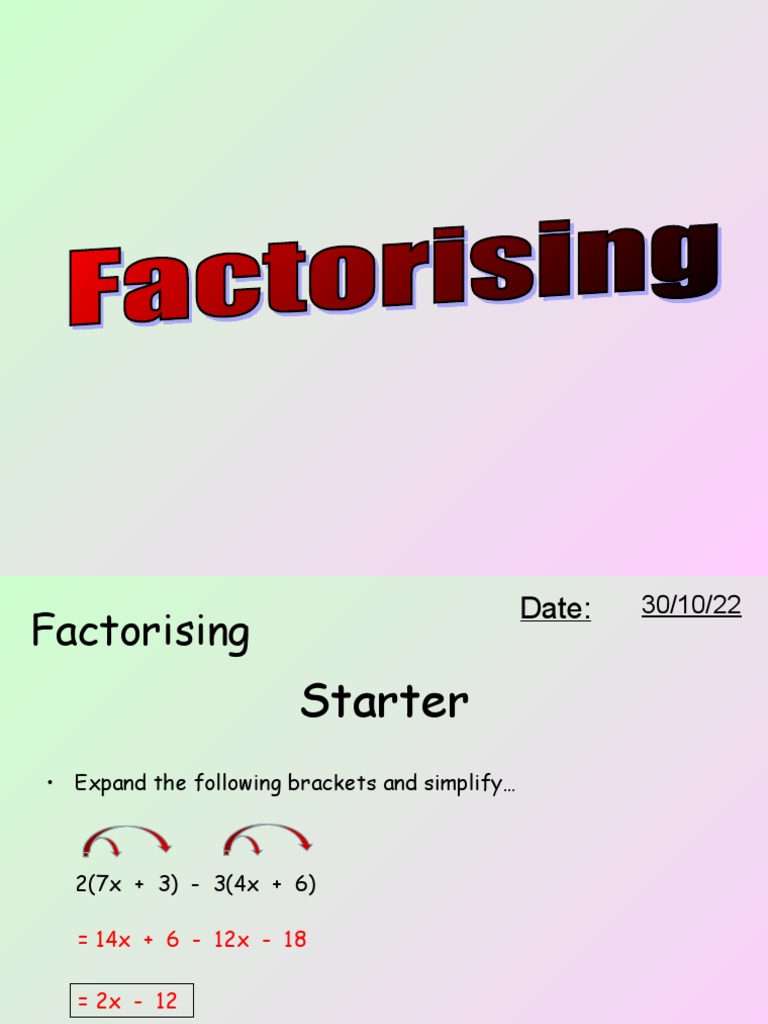 10) Factorising Into A Single Bracket | PDF