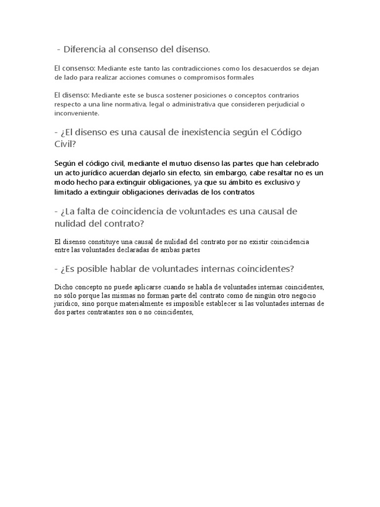 Diferencia Al Consenso Del Disenso | PDF