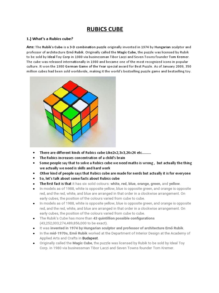 Rubics Cube | PDF | Logic Puzzles | Recreational Mathematics