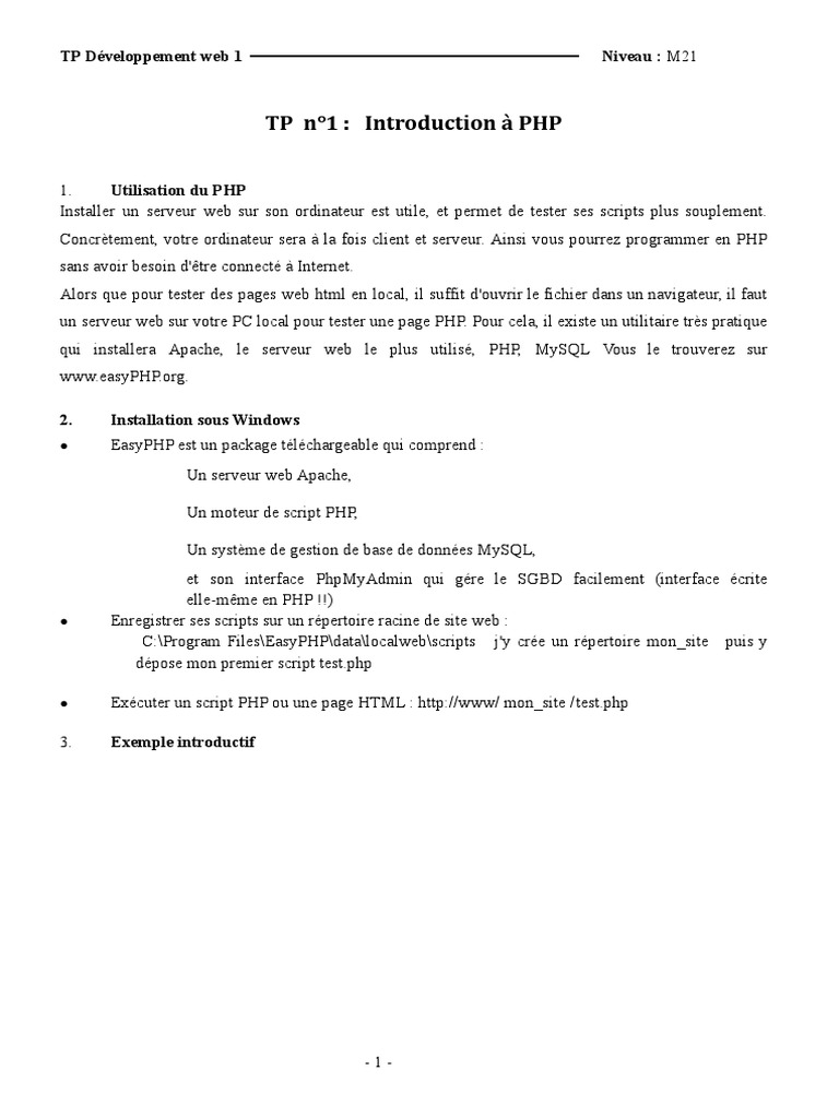 TP 1 PHP | PDF | PHP | Internet
