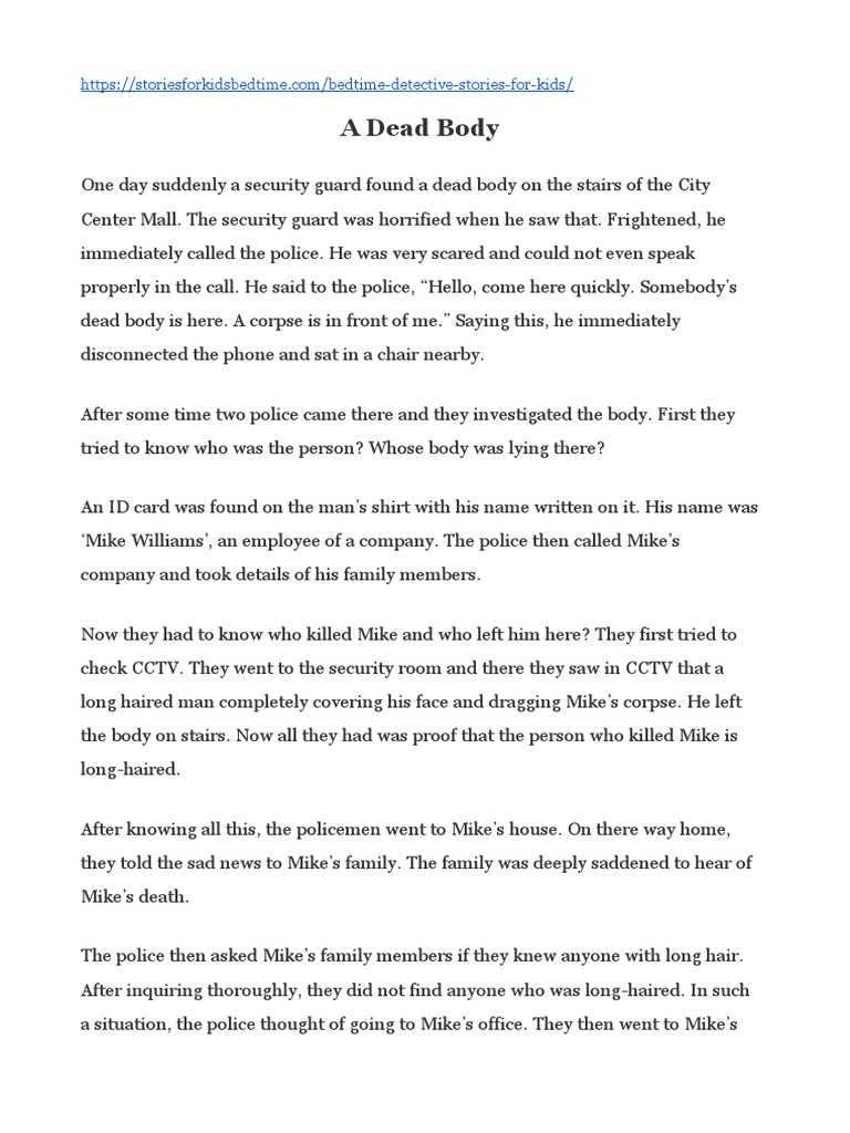 Detective Story - A Dead Body | PDF