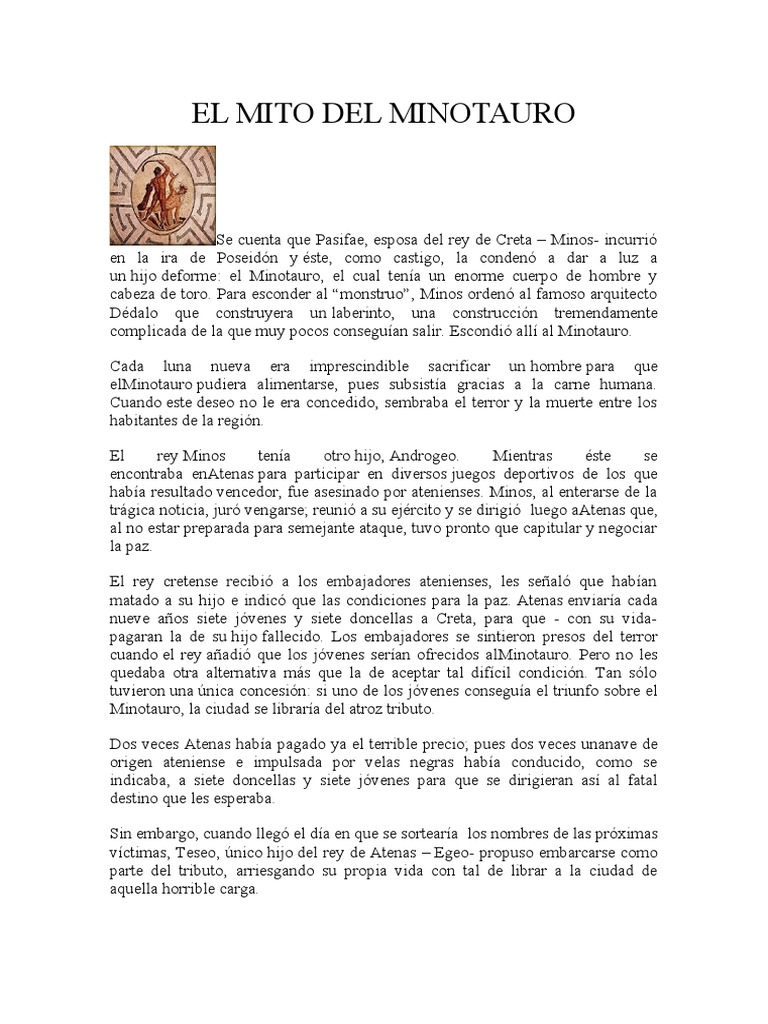 El Mito Del Minotauro | PDF | Minotauro | Teseo