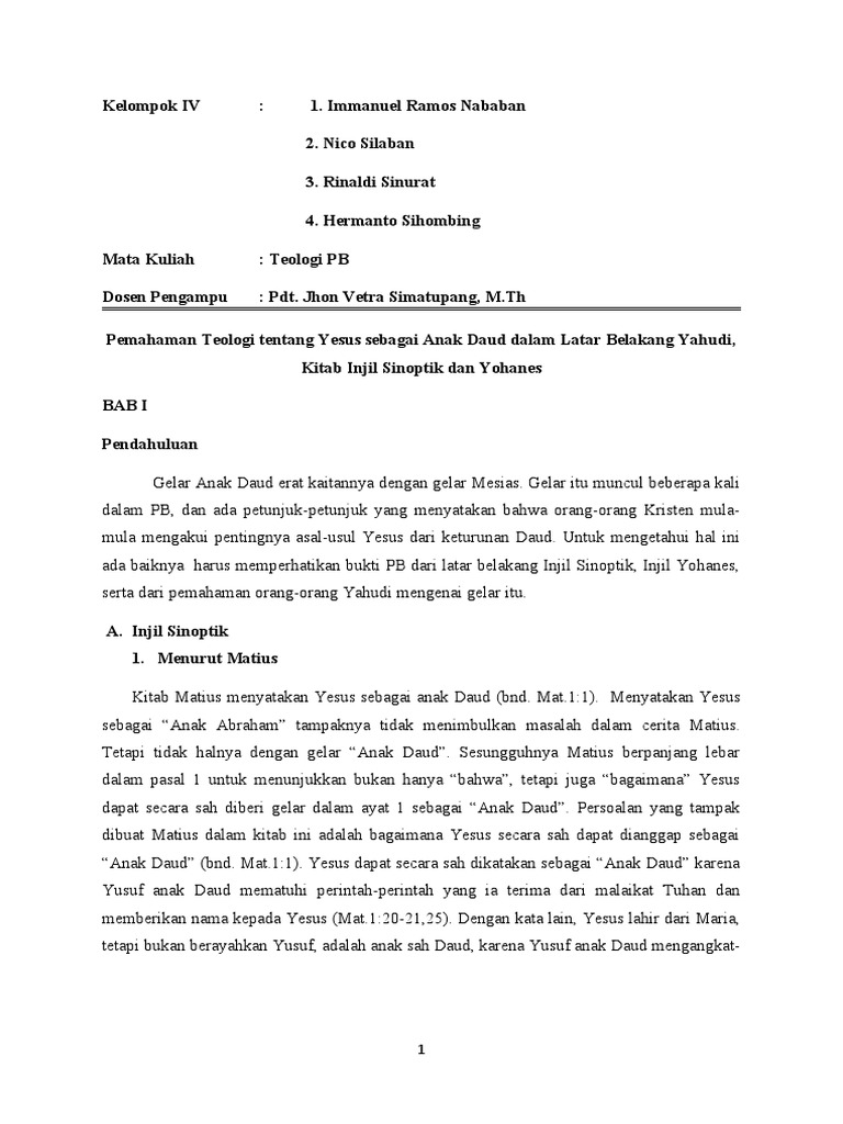 Kel 4 Yesus Sebagai Anak Daud | PDF