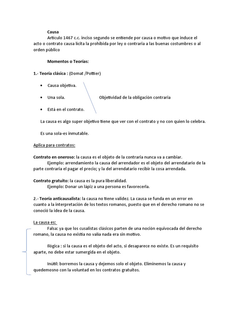 Causa | PDF | Conceptos legales | Derecho civil (sistema legal)