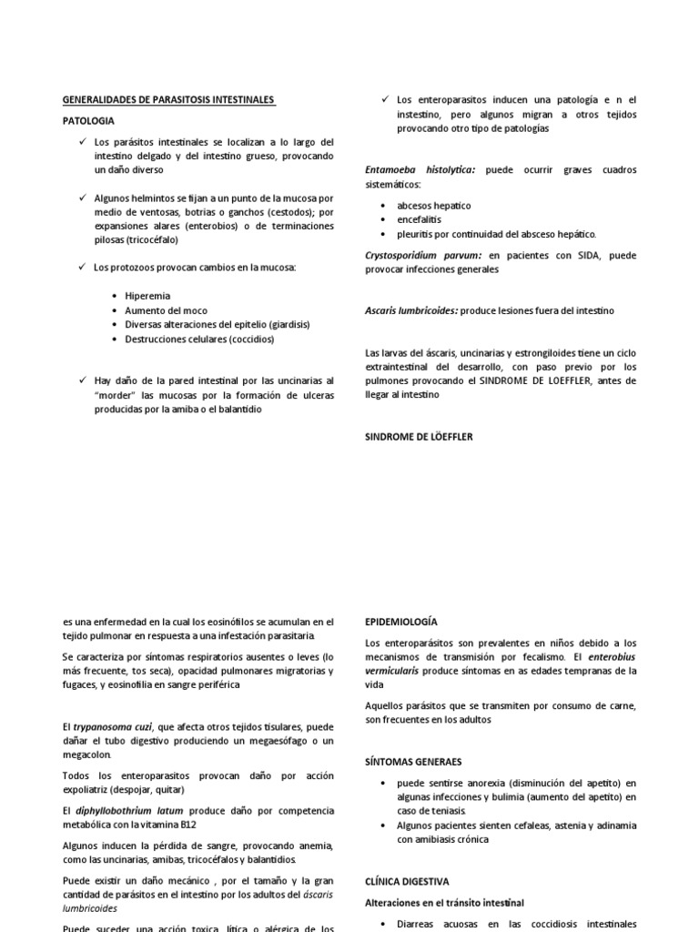 PARASITOSIS INTESTINALES Completo | PDF