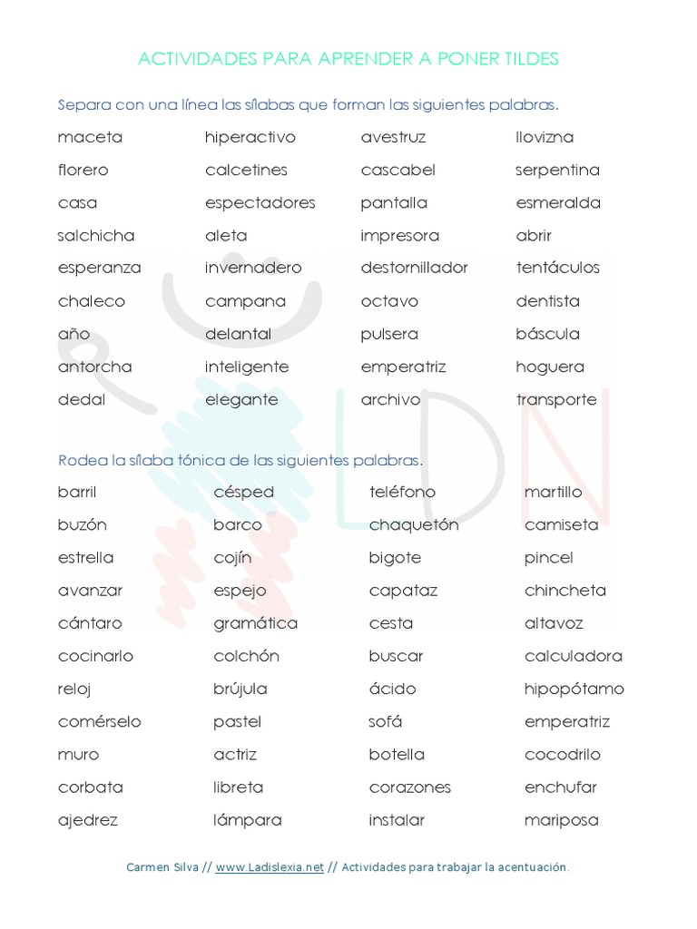 Actividades de Acentuación y Tildes | PDF